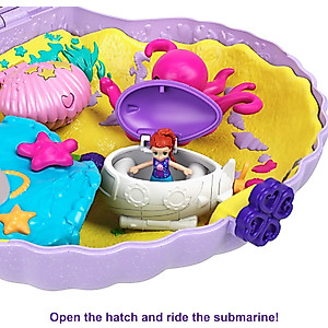 Polly Pocket Travel Toy with Micro Dolls & Accessories, Mermaid 2-in-1 Seashell Purse Playset (Amazon Exclusive)