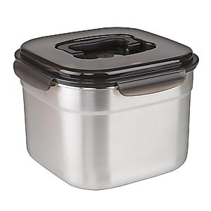 STENCOC Stainless Steel BPA Free Square Leakproof Airtight Kimchi/Pickle/Food Storage Container Saver (5.8L / 196oz / 9.1") One Handle