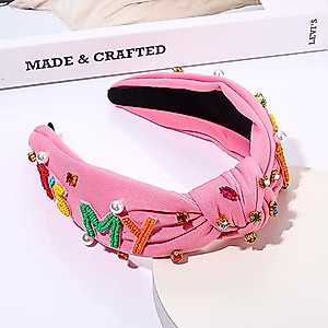 YAHPERN Birthday Headband for Women Beaded It’s My Birthday Knotted Headband Embellished Rhinestone Crystal Top Knot Headband Birthday Crown Hair Accessories Party Decorations Gifts