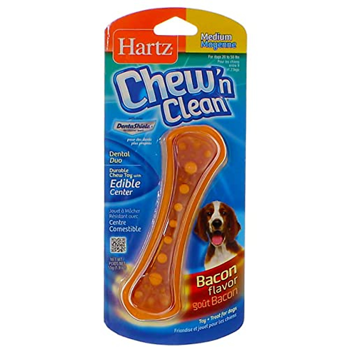 Hartz Chew N' Clean Dental Duo Dog Chew Toy Bacon Flavor, Medium 1 ea(Pack of 6)