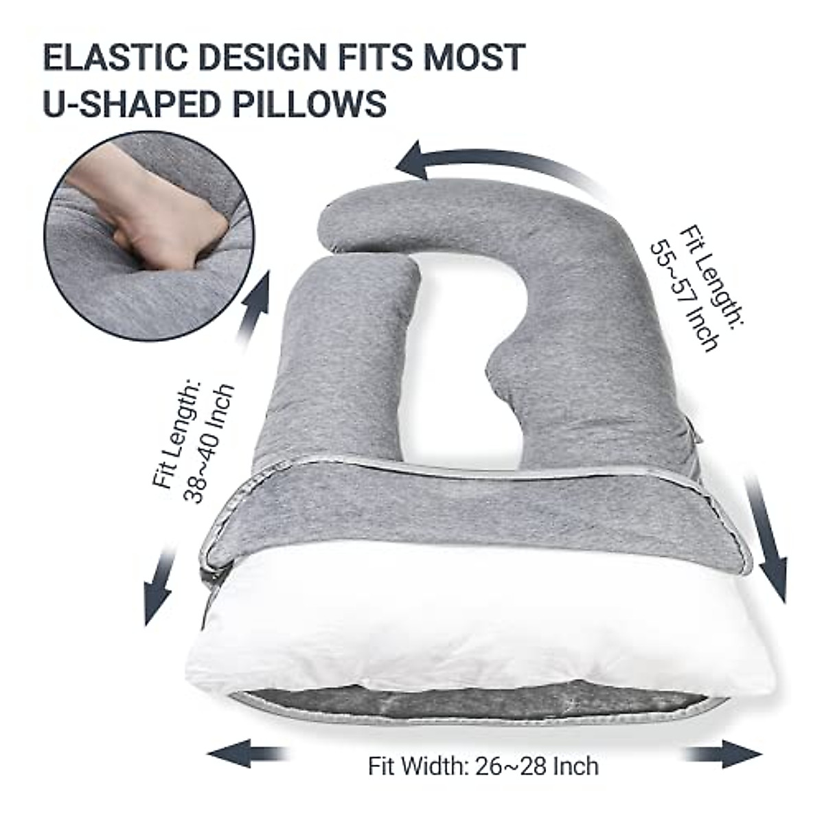 Momcozy pregnancy pillow Cover u shaped, 57-inch Large Pregnancy Body Pillowcase Removable, Soft & Machine Washable Replacement Cover Fits Most 55/57 Inch