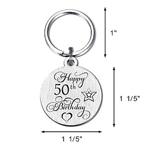 Laluminter 50 Years Old Birthday Gifts Keychain for Women Men Him Her - Happy 50th Bday Decorations Party Favors Presents