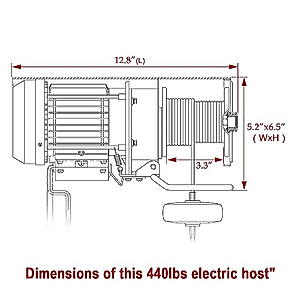 Partsam 440Lbs Lift Electric Hoist Crane Remote Control Power System, 110V Electric Hoist Zinc-Plated Steel Wire Overhead Crane Garage Ceiling Pulley Winch w/Straps (w/Emergency Stop Switch)