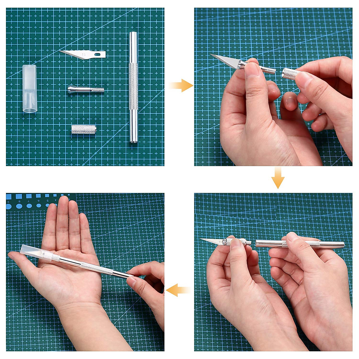 15 Packs Hobby Knife Precision Knife Set, Stainless Steel Precision Cutter Refill Craft Knife for Phone Repair, Art, Hobby, Scrapbooking, Stencil (Silver)