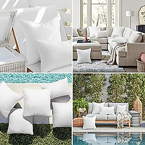 Ashler 20 x 20 Outdoor Pillow Inserts Set of 4 Water Resistant Throw Pillow Inserts Hypoallergenic Pillow Insert for Patio, Bench, Garden, Indoor Outdoor Decorative Made in USA