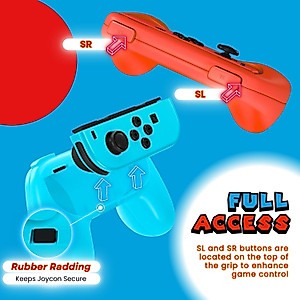 TNP Joy-Con Grip for Nintendo Switch/OLED (2 Pack Red + Blue) Comfortable Grip Wear Resistant Joy-Con Handle Game Controller Kit Accessory for Nintendo Switch, Switch OLED