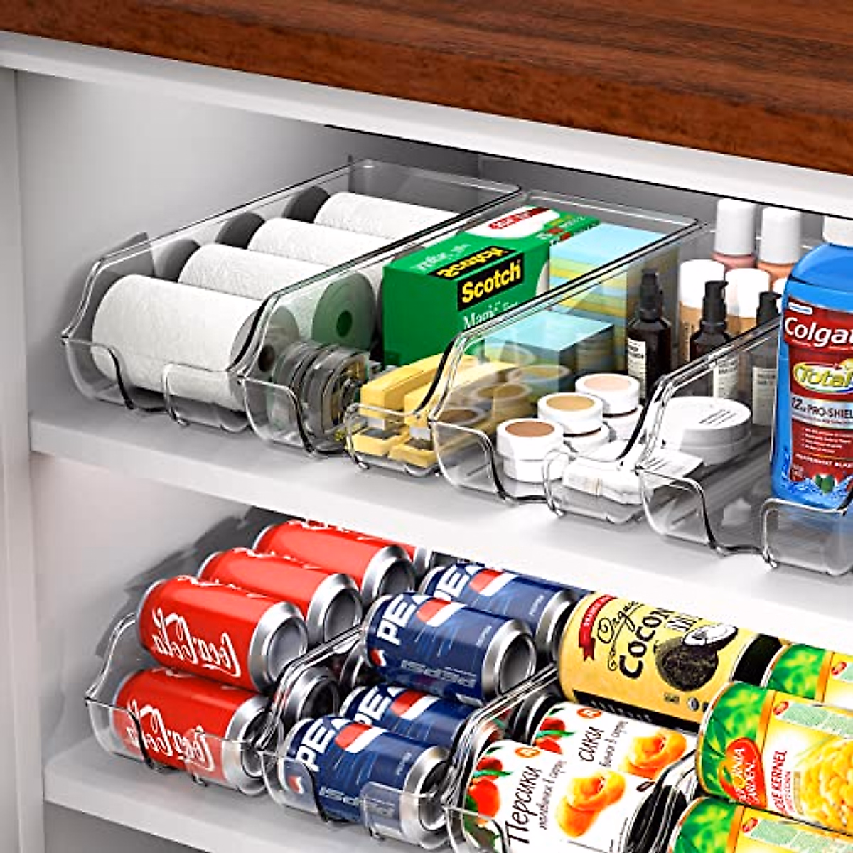 SimpleHouseware Can Dispense Refrigerator Organizer Storage, Clear, Set of 6