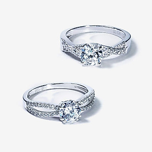 Bling Jewelry Personalized Round 2CT Solitaire AAA Cubic Zirconia Pave CZ Twist Criss Cross Infinity Engagement Ring For Women .925 Sterling Silver Customizable