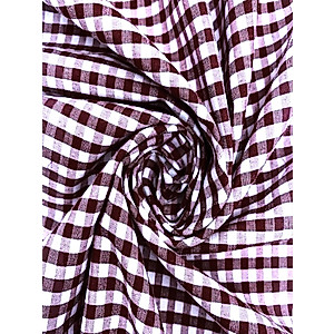 Keily & Megan Inc, 54" Wide 1/4" Gingham Plaid Poly Cotton Fabric by The Yard (1 Yard, White & Burgundy)