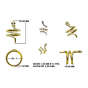 MOONEYE 925 Sterling Silver Snake Ring for Women Vintage Wrap Rings with Natural Tanzanite & White Topaz Engagement Ring Cobra Snake Rings (Gold Vermeil, 9)