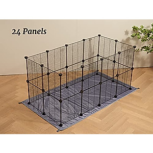 LURIVA DIY Guinea Pig Cage with Mat, Small Animal Playpen with Mat, Pet Playpen, Rabbit Cage, Small Animal Cage, Puppy Dog Playpen, Indoor Outdoor Metal Wire Yard Fence,12 X 12 Inch, 12 Panels, Black