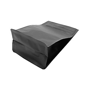 AwePackage 12 oz Resealable Zipper Box Pouch Coffee Bag with valve - Flat Bottom Pull Tab (50, Matte Black Wide)