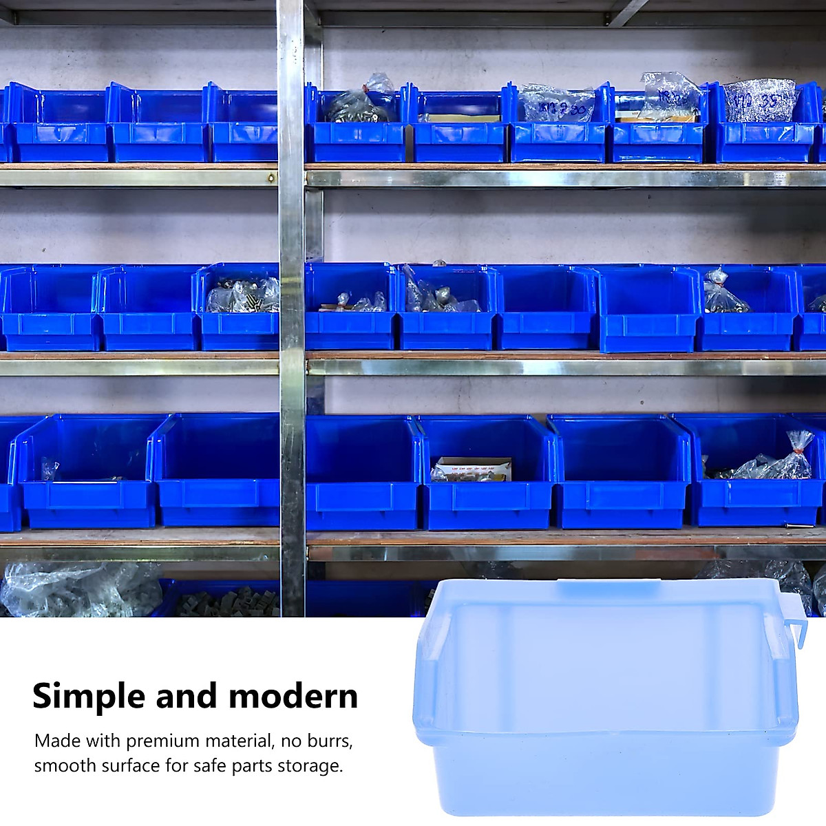 DOITOOL 12PCS Plastic Storage Bin Hanging Stacking Containers, Stackable Storage Bins Workshop Tool Organizer Bins for Parts Garage, 10X9X4. 5CM