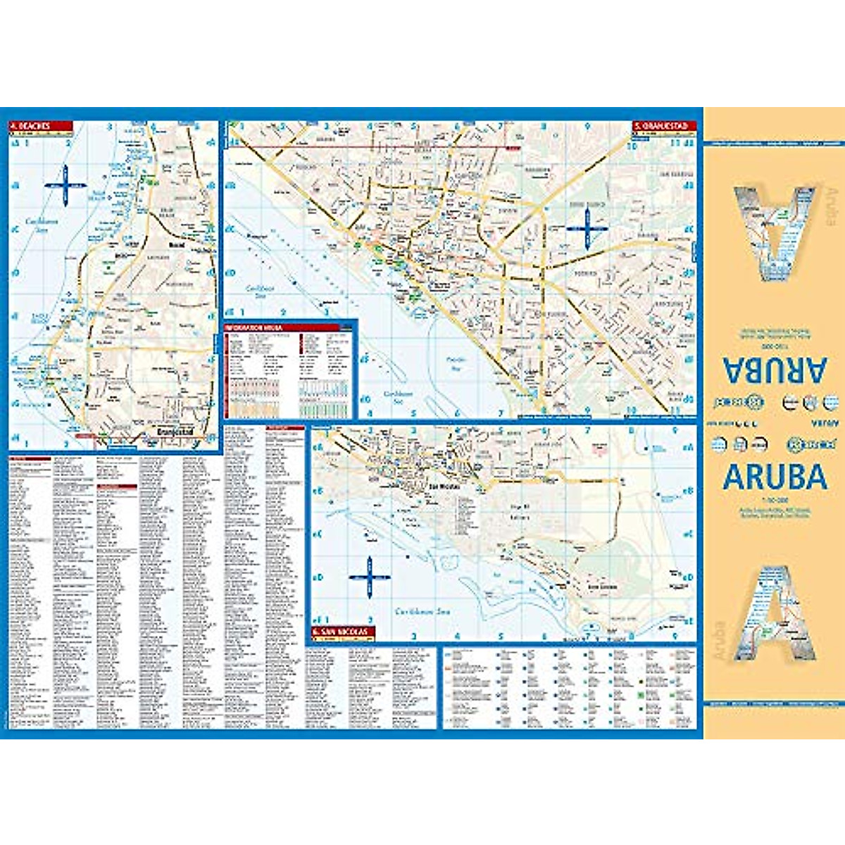 Laminated Aruba Map by Borch (English, Spanish, French, Italian and German Edition)