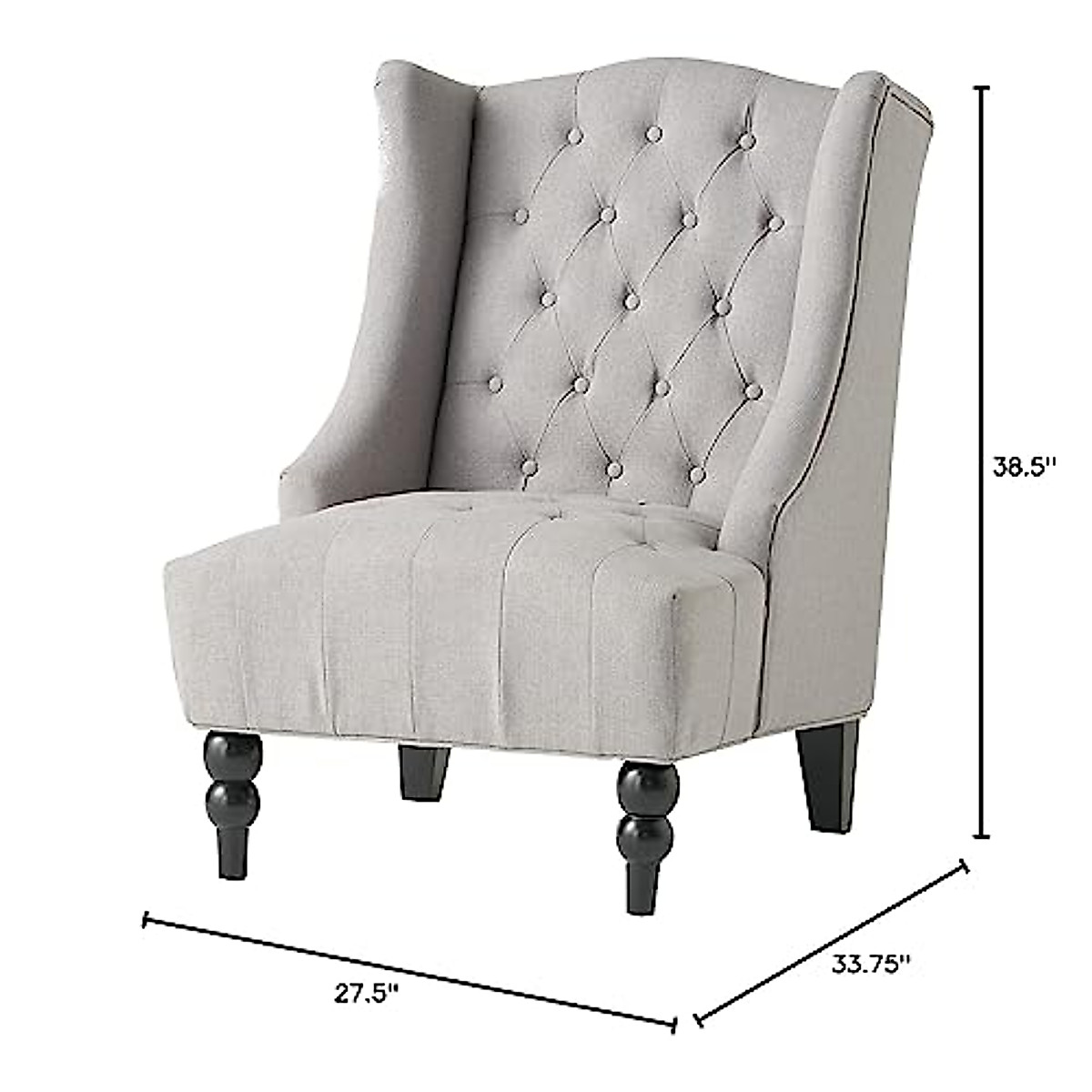 Great Deal Furniture Clarice Tall Wingback Tufted Fabric Accent Chair, Vintage Club Seat for Living Room (Silver)