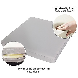 GUEGLSA Outdoor Bar Stool Cushions Square 14 Inch,Non Slip Square Seat Pad with Ties 14x14in,Waterproof Chair Cushions for Bar Stools,Cushion Only,Set of 2,(Grey)