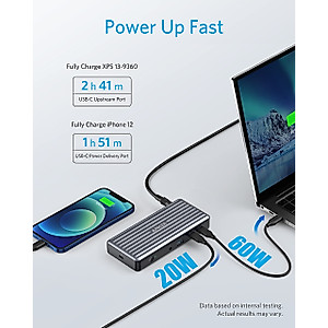 Anker USB C Docking Station, PowerExpand 9-in-1 PD Dock, 60W Charging for Laptop, 20W Power Delivery, 4K HDMI and DisplayPort, USB 3.0 and USB 2.0 Data, Gigabit Ethernet, 3.5 mm Audio