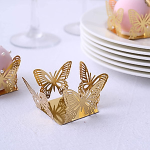 Efavormart 50 Pack | 4" Mini Metallic Gold Butterfly Truffle Cup Dessert Liners, Square Cupcake Tray Wrappers - 225GSM