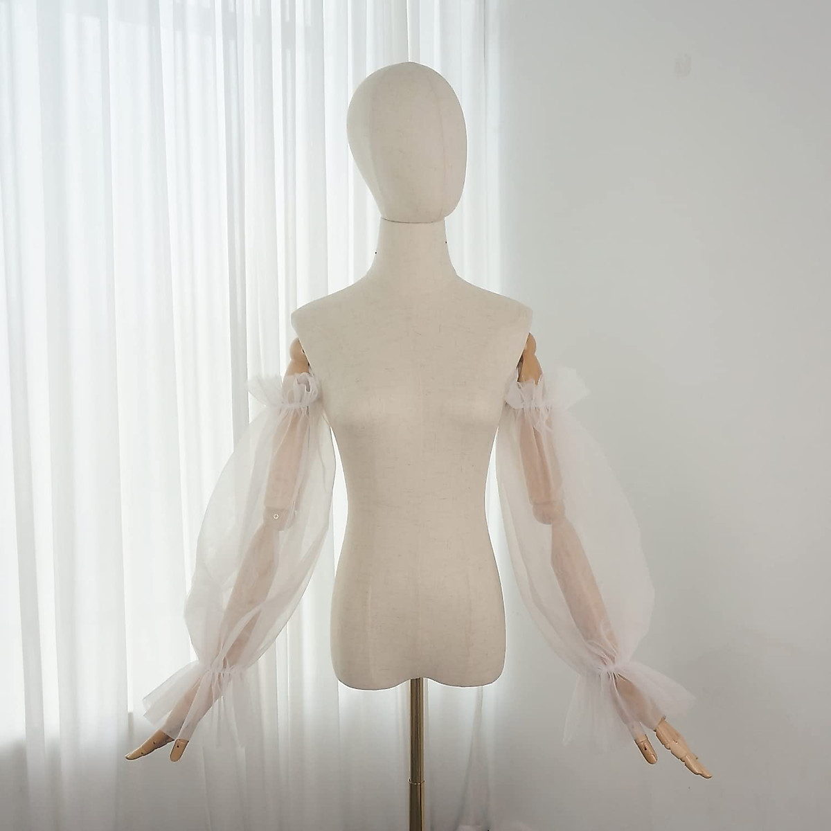 Removable Puff Sleeves for Wedding Dress Tulle Detachable Sleeves Add On Wedding Gift Bridal Accessories (ivory)