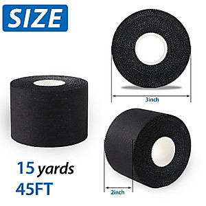 popbob (2 Pack Black Athletic Sports Tape 2 Inch x 15 Yards, Very Strong Adhesive and Hypoallergenic Breathable Cotton Sports Tape for Bats, Tennis and Boxing
