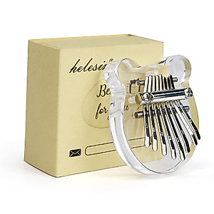 Kalimba Clear Mini Kalimba Thumb Piano Crystal 8 Key Portable Mbira Finger Piano Best Gift for Kids, Birthday, Christmas, Beginner, Party(Bear-shaped Crystal)