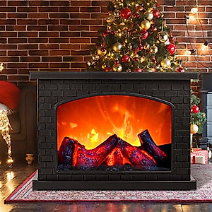 Fireplace Lanterns Decorative,Small Fake Fireplace,Flame Effect LED Fire Lamp,Battery Operated USB Charge Portable Fireplace,Indoor Outdoor Christmas Decoration (No Heater Function Black)