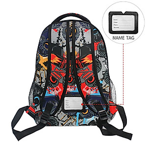 Krafig Monster Truck Car Boys Girls Kids School Backpacks Bookbag, Elementary School Bag Travel Backpack Daypack