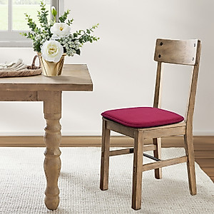 Shinnwa Dining Chair Cushions 2 Pack, Non Slip Indoor Chair Pads, U-Shaped Kitchen Seat Cushions, Set of 2, 15 x 16 Inches, Burgundy