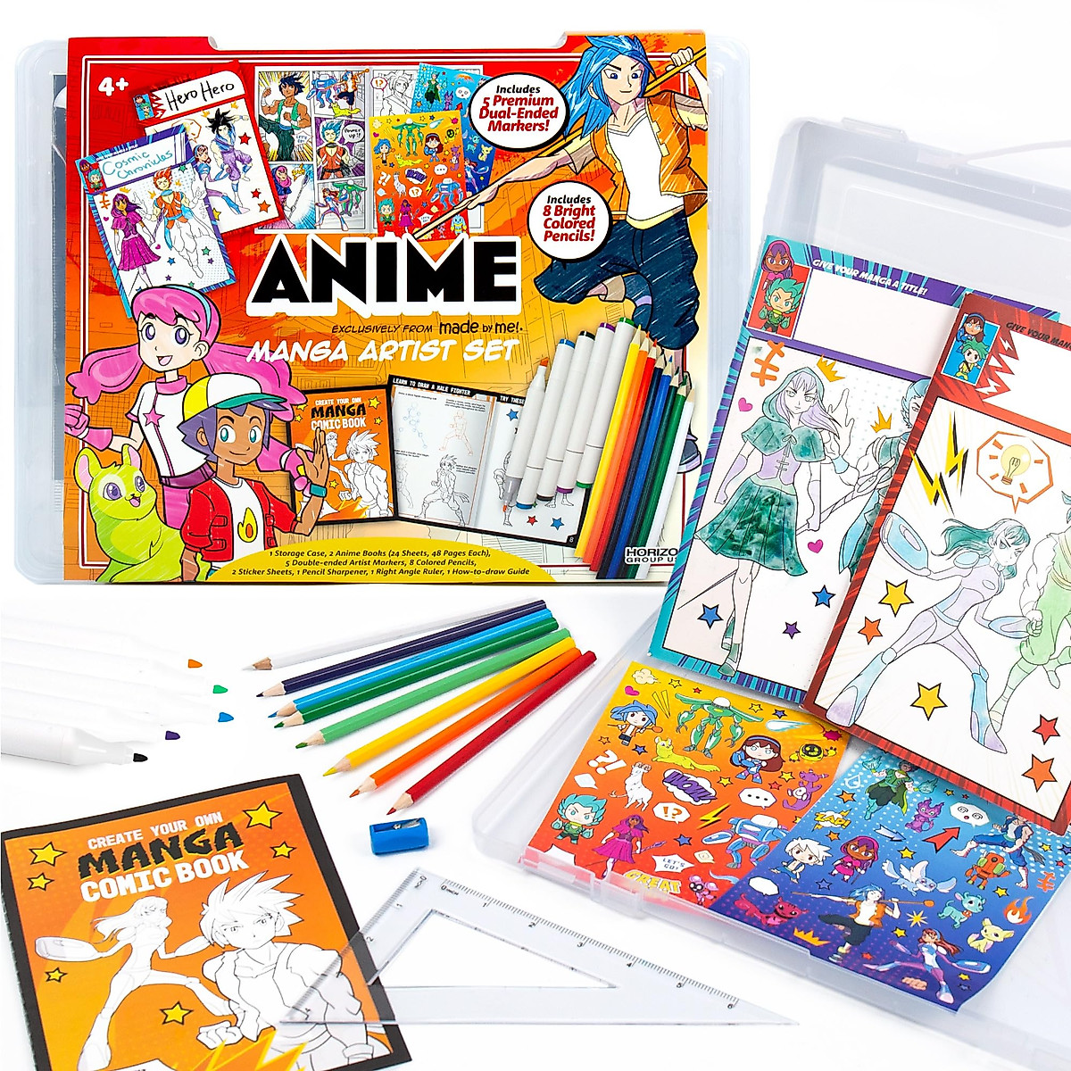 Made By Me Manga Artist Set, How to Draw Anime, Create 2 Comic Books, Great Gifts for Anime Enthusiasts, Awesome Art Kit, Drawing Kit Arts & Crafts for Kids, Great Addition to Anime Collection