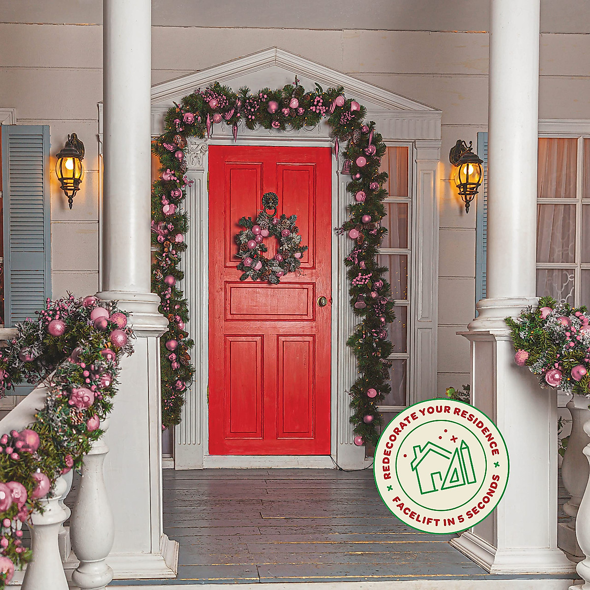 Christmas Ornaments Set of 24 - Beautiful [Rose-Gold] Christmas Tree Decorations Ornaments Set - 4 Styles Glitter/Matte/Mirror/Shiny - Shatterproof/Pre-Strung, For Holiday/Party/Decorations/DIY (1.5")