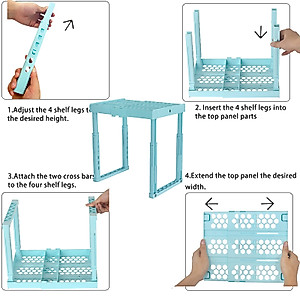 Adjustable Locker Shelf for School, Height and Width Adjustable Locker Organizer, Locker Stand Shelf for Work, Stackable Locker Tools for Gym Lockers, Office, Back to School Essentials, Mint Blue