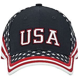 MG Washed Cotton Twill Stars & Stripes USA Ball Cap Hat USA Flag Cap