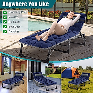 DoCred Folding Chaise Lounge Chair, Folding Cot, 5-Position Adjustable Heavy Duty Patio Chaise Lounges for Outside, Poolside, Beach, Lawn, Camping