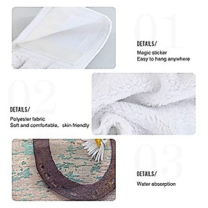 Rusty Horseshoe Daisies On Wood 2 Pcs Hanging Kitchen Hand Towels, Hanging Tie Towels with Hook & Loop Washcloth Dishcloths Sets Decorative Absorbent Tea Bar Bath Hand Towel