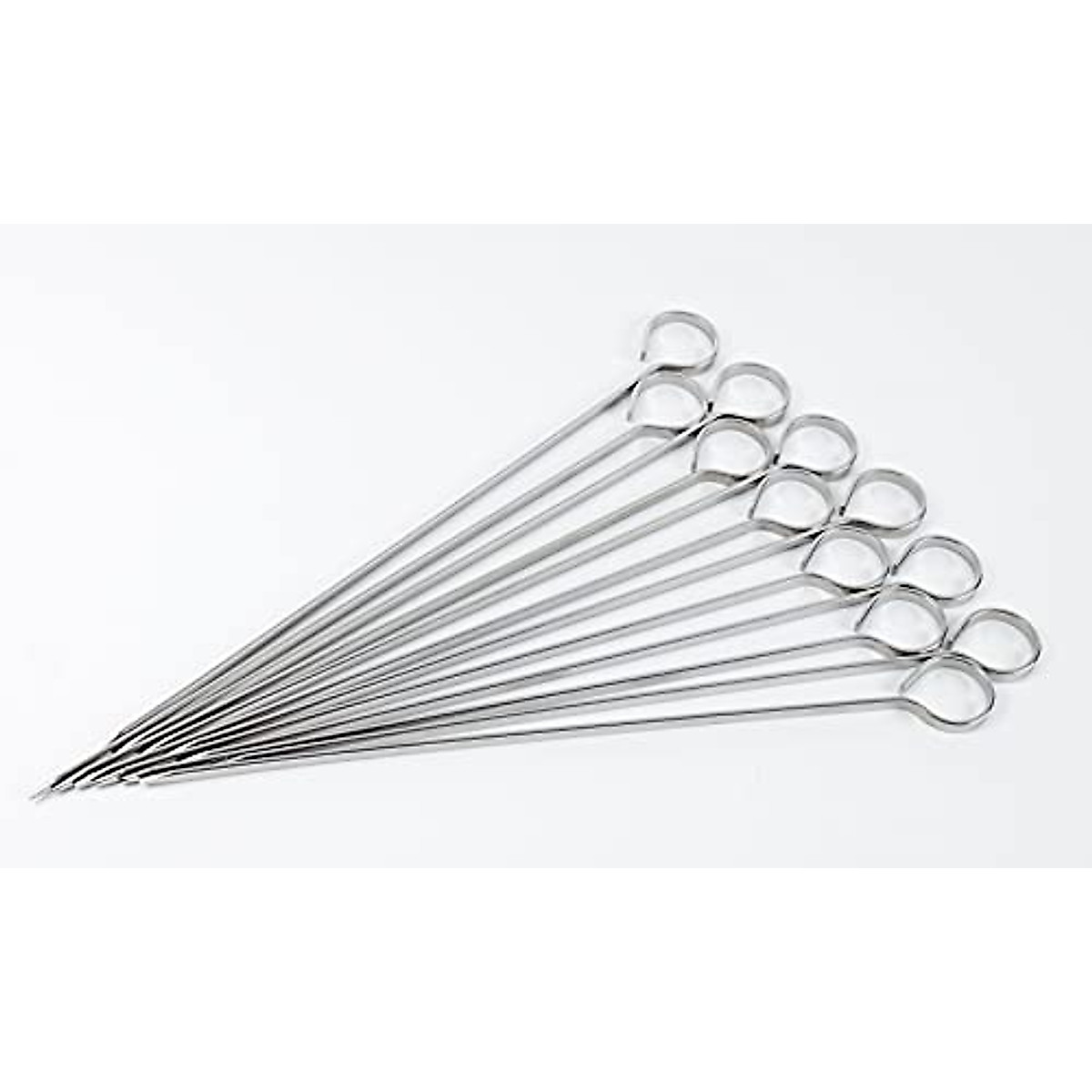 AP Plus Metal Kabob Skewers 12 Inch Long Stainless Steel Shish Grilling Sticks Wide Reusable Set for Meat Shrimp Chicken Vegetable, 12 Pack with Velcro Case