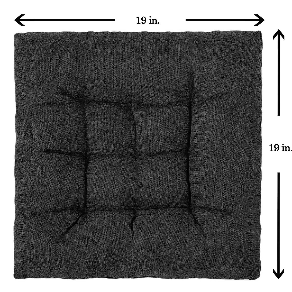 FABRICASTLE Outdoor Chair Cushions Patio Cushion Premium Comfortable Thick Fill Tufted 19" x 19" Floor Wicker Seat Pads, 2 Count (Black, 2)