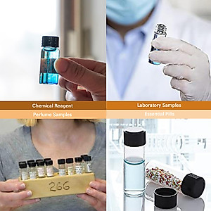 ALWSCI 3 ml Sample Vial, Clear Glass 13-425 Thread Storage Vial, Liquid Sampling Sample Glass Thread Bottles, Capacity 3 ml with 13-425 Black Screw Cap, PE Liner, Pack of 100