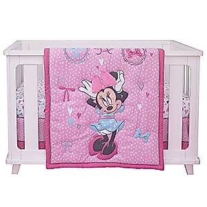 Disney Baby Minnie Mouse All About Bows Fitted Crib Sheet, Pink, Aqua