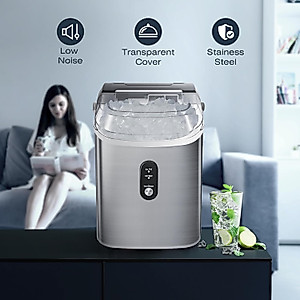 Xbeauty Nugget Ice Maker-Nugget Ice Maker Countertop Up to 35lbs of Ice a Day with Self-Cleaning,Removable Ice Basket&Scoop for Home/Kitchen/Office/Party