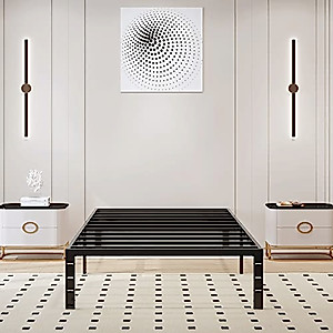 Vengarus 14 Inch Metal Platform Bed Frame-Twin XL Size Bed Frame,Steel Slat Support,No Box Spring Needed,Mattress Foundation,Easy Assembly,Under Bed Storage,Twin XL Bed Frame,Black