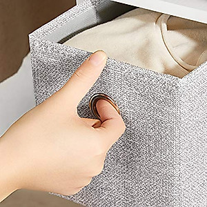 SONGMICS Narrow Dresser with 4 Fabric Drawers Vertical Slim Storage Tower Unit, 7.9", Light Gray