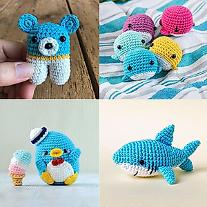 3 Pack Beginners Crochet Yarn Yellow White Blue Cotton Crochet Yarn for Crocheting Knitting Beginners with Easy-to-See Stitches Cotton-Nylon Blend Crochet Yarn for Beginners Crochet Kit(3x50g)