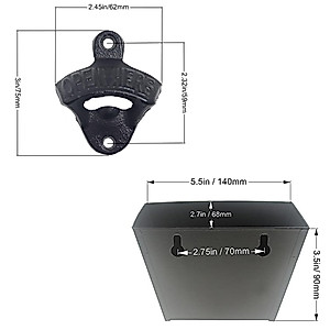 Luwanburg Black Cast Iron Bottle Opener Wall Mounted with Cap Catcher Bundle for Man Cave Garage Bar Gifts