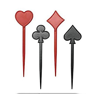 Shiningwise 200 Pack of Black and Red Poker Shape Fruit Toothpick Food Decoration Cocktail Sticks for Birthday Party Baby Shower Wedding, 1