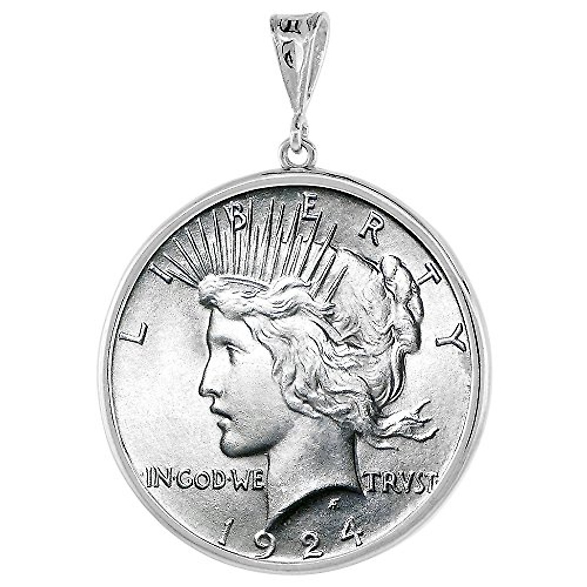 Sterling Silver Dollar Bezel 38 mm Coins Prong Back Round Edge Mexican Olympic One Dollar Coin NOT Included
