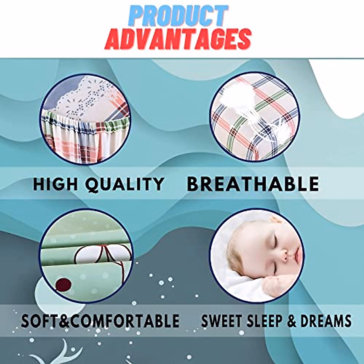 Geometric Sheets Twin Size, Kids Bed Sheets, Patterned Bedding Sheets & Pillowcases 3 Piece Set - Soft Microfiber Deep Pocket Fitted Sheet & Flat Sheet & Pillow Case D3-&-275