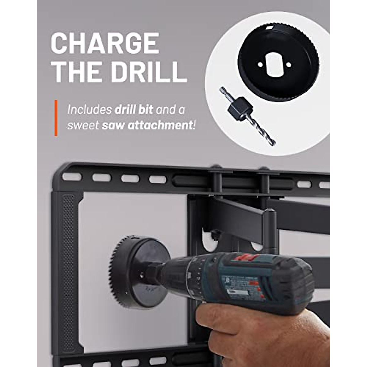 ECHOGEAR TV Cord Hider for Wall Mounted TV - White Cable Management Kit Hides TV Wires Behind The Wall- Includes 2 Pass Throughs, Locking Brackets, and Hole Saw Drill Attachment for Easy Install