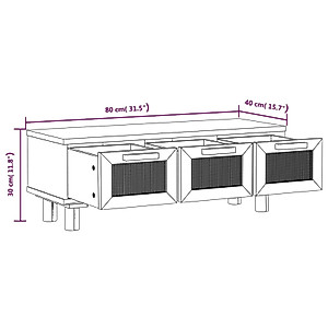 Tidyard Coffee Table with 3 Storage Drawers, Engineered Wood Sofa Side Table, Wooden Couch End Table for Living Room Home Furniture 31.5 x 15.7 x 11.8 in Brown Small Space