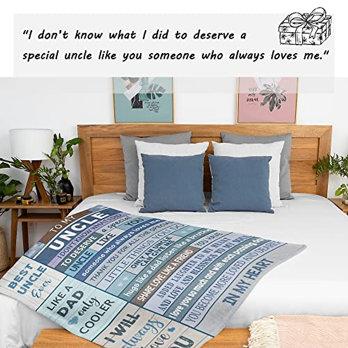 CUJUYO Best Uncle Gifts Blanket 60"x50", Gifts for Uncle Throw Blanket, Great Uncle Gifts from Niece Blankets Throws, Uncle Birthday Gifts from Nephew, Gift Ideas for Uncle on Christmas Father's Day