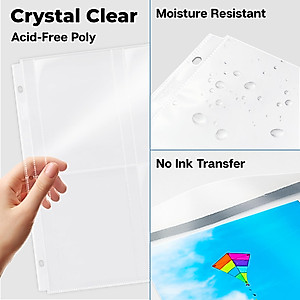 Dunwell Photo Album Refill Pages - (3.5x5, 25 Pack), for 200 Pictures, 3-Ring Binder Photo Pockets, Each 4-Pocket Photo Page Holds 8 Pictures, 3.5 x 5 Photo Protectors or 3.25x5.25 Seed Binder